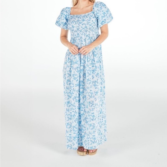Simply Southern | Dresses | Nwt Simply Southern Blue Floral Blue Maxi ...